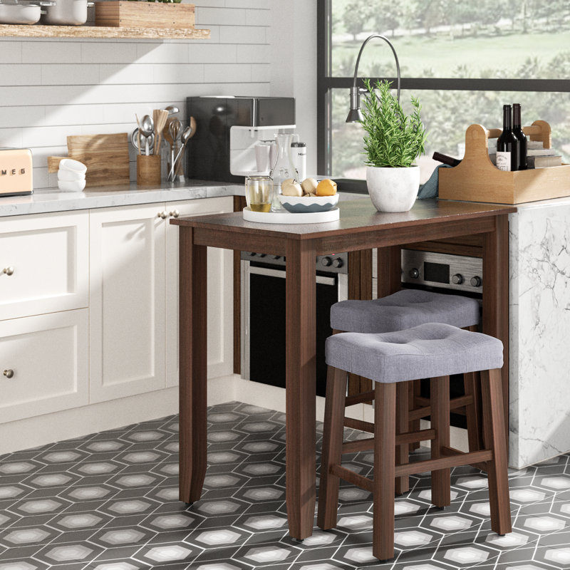 Andover Mills Falmer 3 Piece Counter Height Solid Wood Dining Set Reviews Wayfair